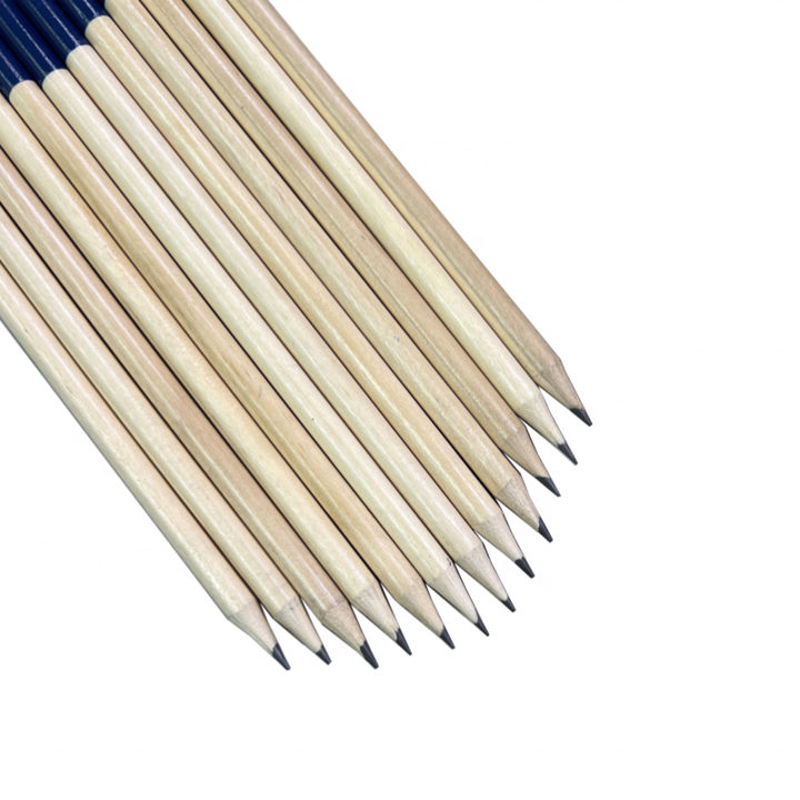 FSC Dark Blue Tip Topped Natural Wooden Pencil Set Custom Packing Round ...