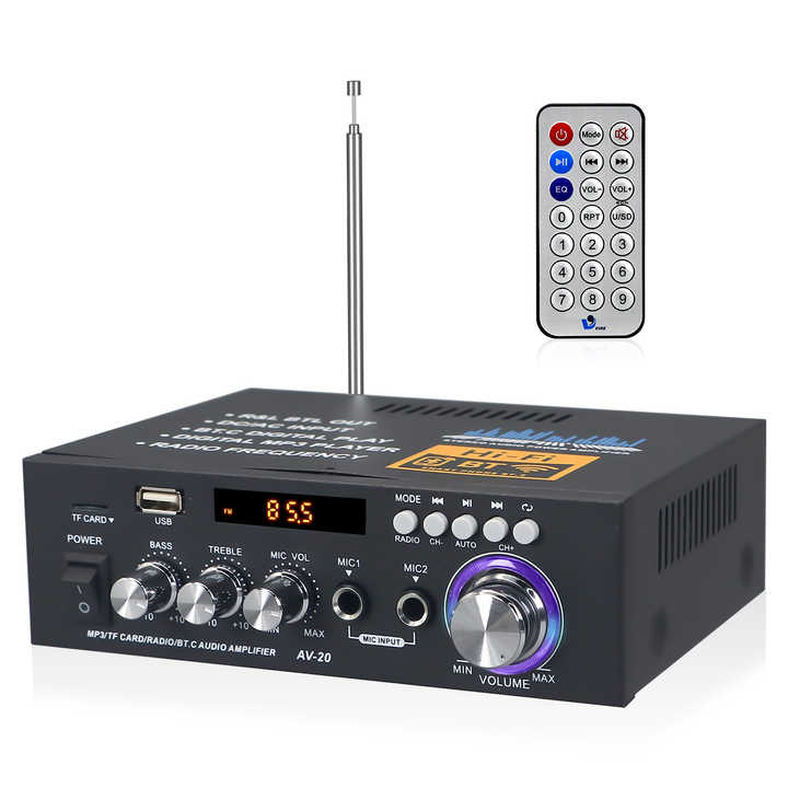 VIRE HI-FI Bluetooth Audio Mini Car Amp - Dual Channel Mic Input