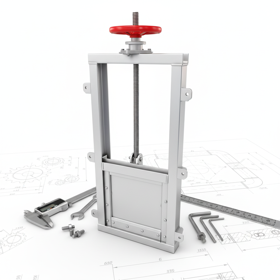 Wall Mounted Sluice Gate Valve Penstock Stainless Steel Iron Body Fully ...