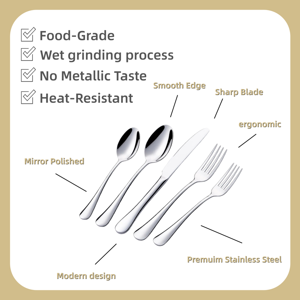 Wholesale Luxury Stainless Steel Tableware Set with Long Spoon and Fork ...