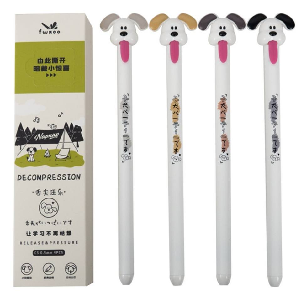 Cute Cartoon Erasable 0.5mm Gel Pen Stress Relief Puppy Tongue Pulling ...
