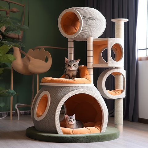 3D Printed Cat Scratching Post for Wall – Large Wooden Cat Tree Tower ...