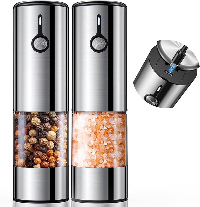 Rechargeable USB Powered Electric Stainless Steel Salt Pepper Grinder ...