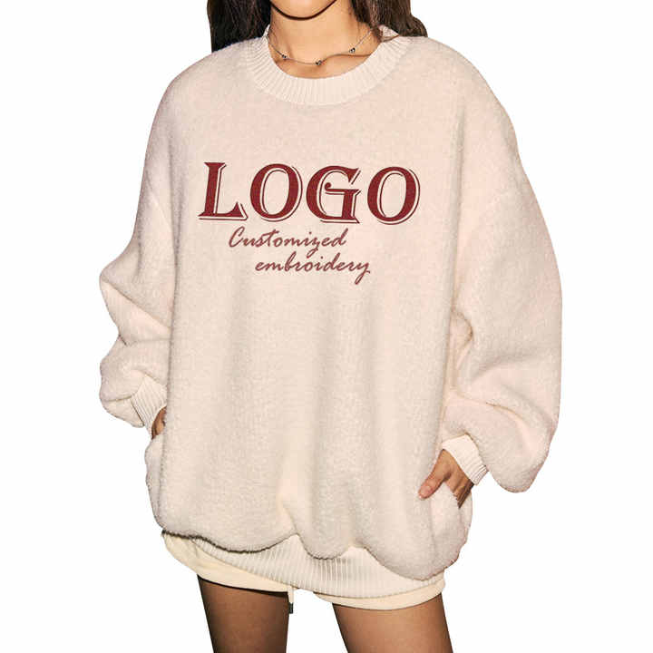 Custom Winter Fluffy Hoodie Casual Oversize Warm Sweatshirt with ...