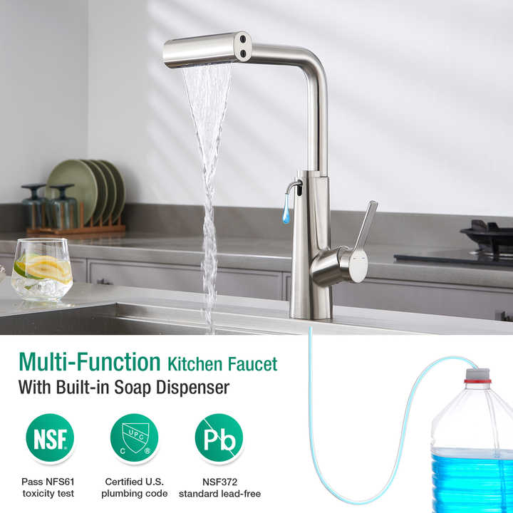 4 Water Function Modes Pull Out Kitchen Faucet 2 in 1 Kitchen Faucet ...