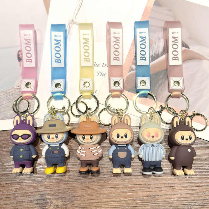 2025 Newest Cute Labubu Doll Key Chain Cartoon Anime Figure