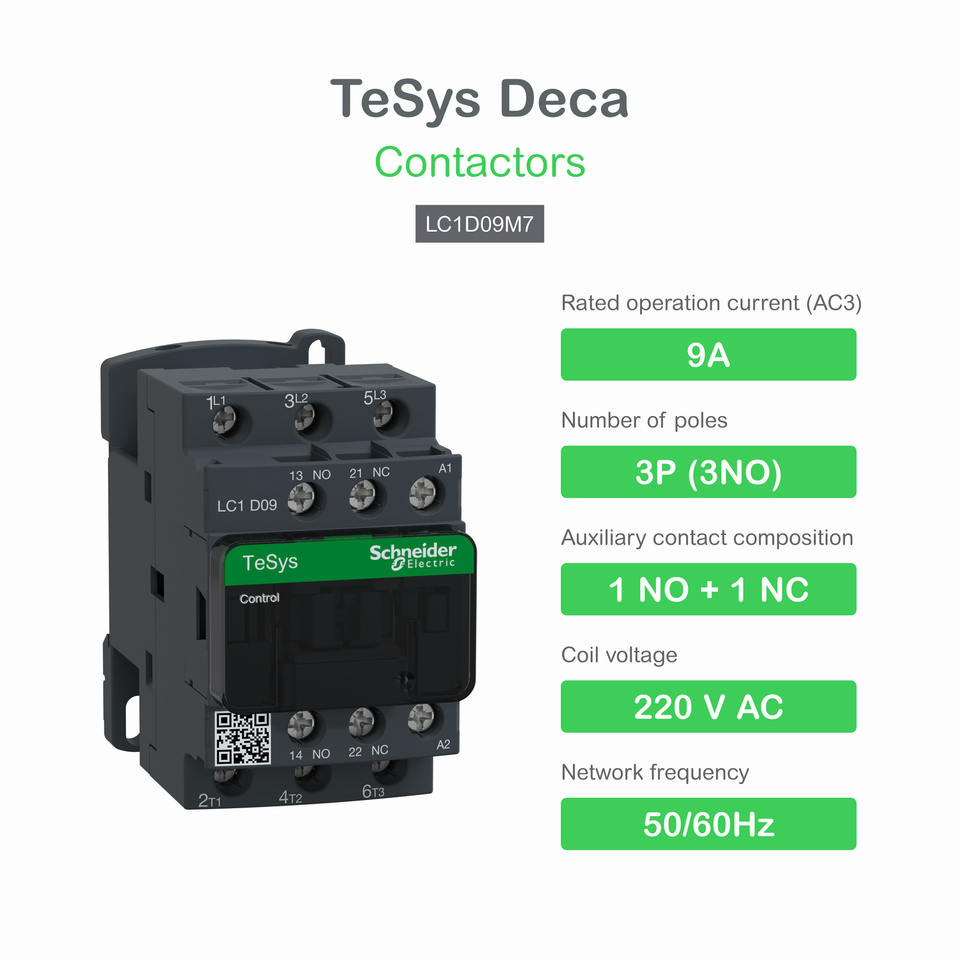 Schneider TeSys Deca Nonreversing AC Contactor LC1D115M7/F7/Q7 115A ...