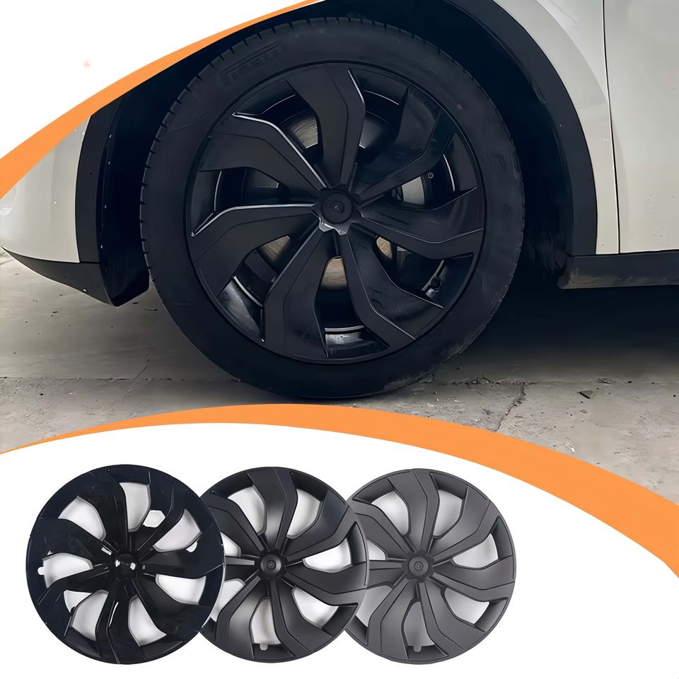 New Black 19 Inch Wheel Hub Covers for Tesla Model Y 2020-2025 Full Rim ...