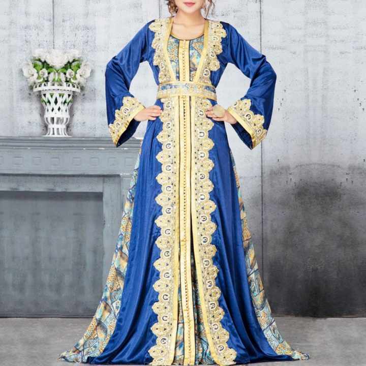 Plus Size Middle East Printed Dress European Grace Skirt High Waist ...