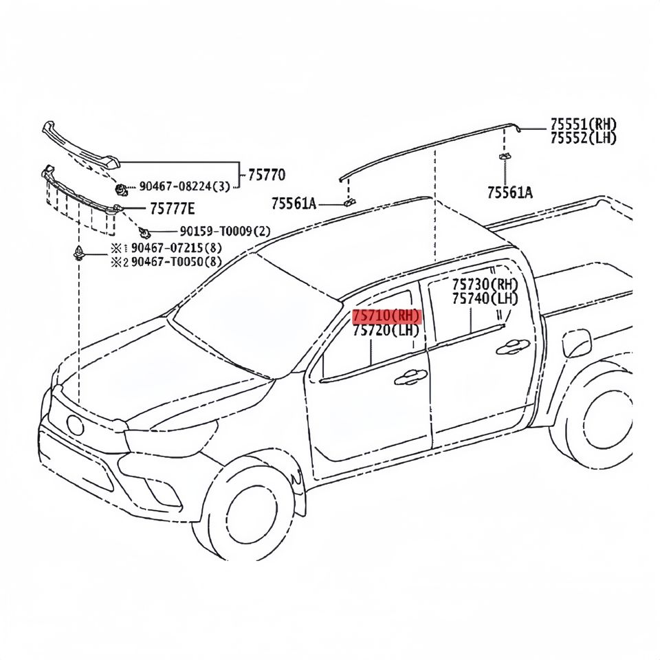 HYA Fit for toyota Hilux Revo Double Cab 4D Outer Door Belt ...