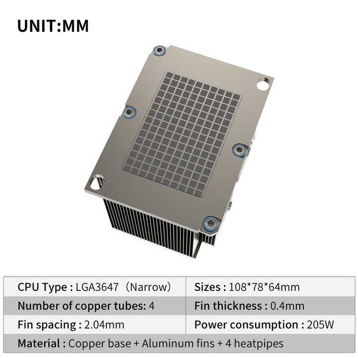 Lovingcool LGA3647 2U Passive CPU Cooler with Copper Base Aluminum Fins ...