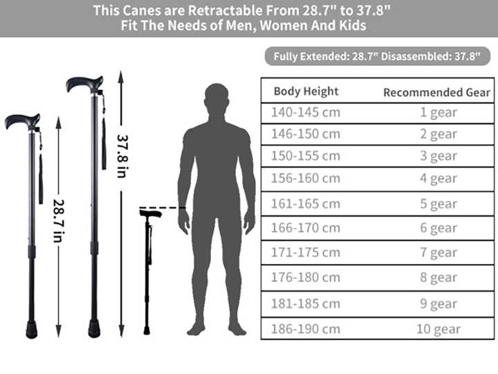 Lightweight Carbon Fiber Ten-Segment Telescopic Cane Anti-Fall Mobility ...