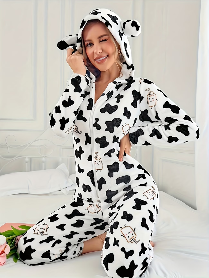 Unisex Animal Cartoon Cosplay Hooded Onesie Pajamas Polyester ...