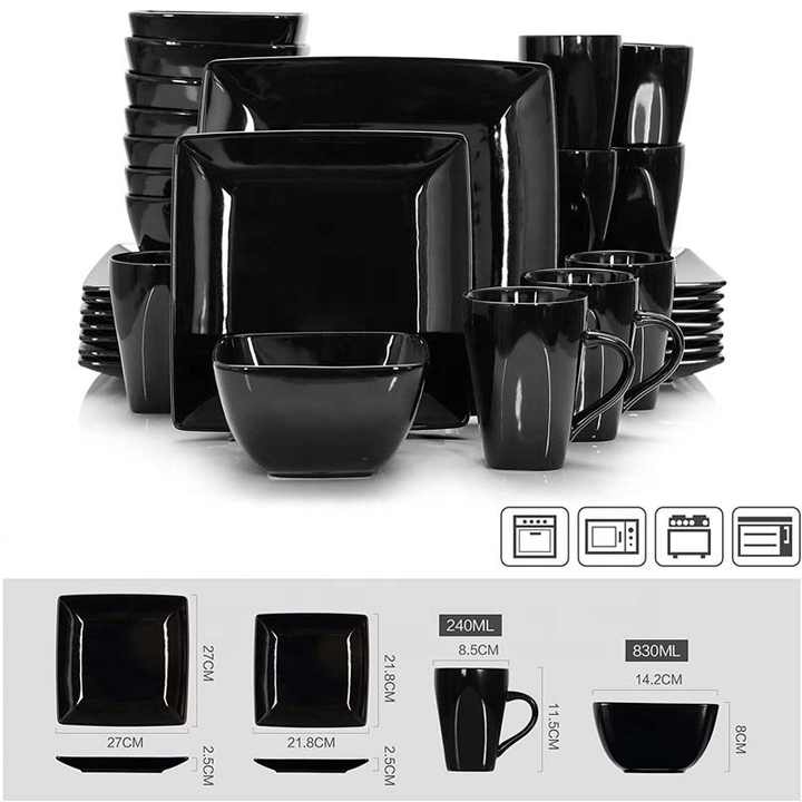 Free Sample Ceramic Dinner Set - 16pcs Stoneware Black