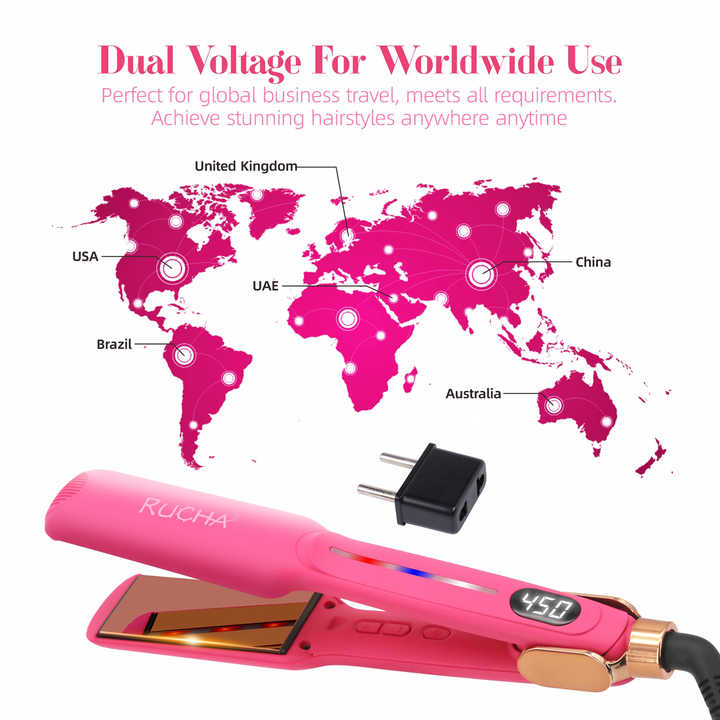 Custom 2 in 1 500F Titanium Flat Iron Private Label Hair Straightener ...