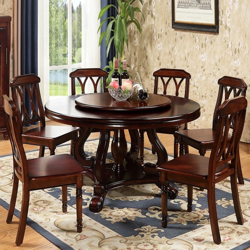 Round dining table with rotating center store
