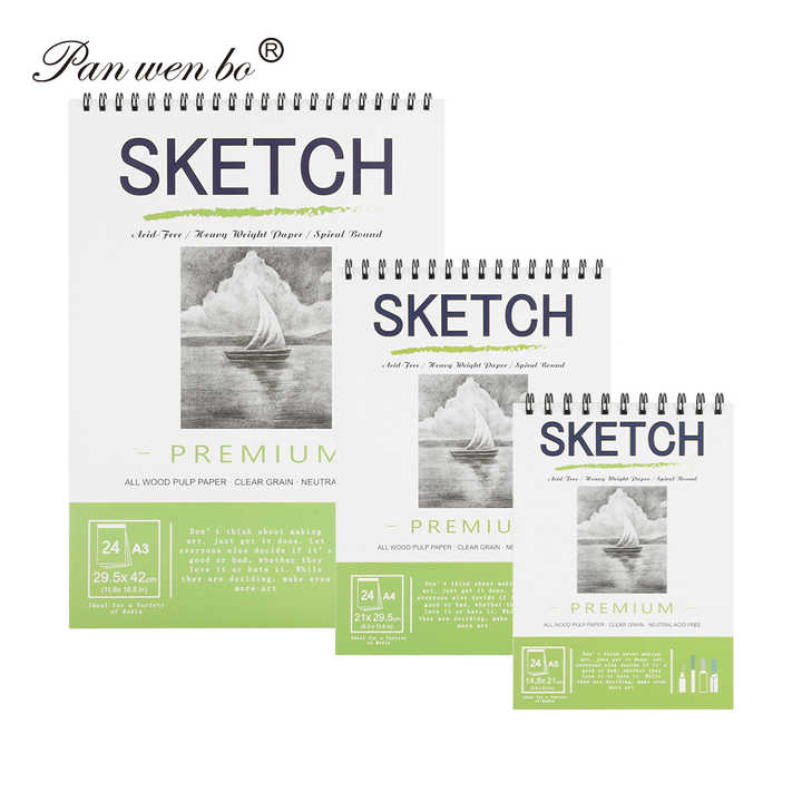 110gsm 24 Sheets Sketch Pad Top Spiral Hardcover Drawing Paper Pad Acid ...