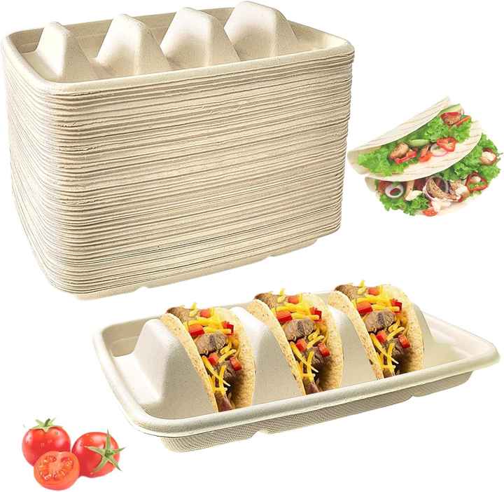 Customized Biodegradable Sugarcane Bagasse Taco Container Disposable ...