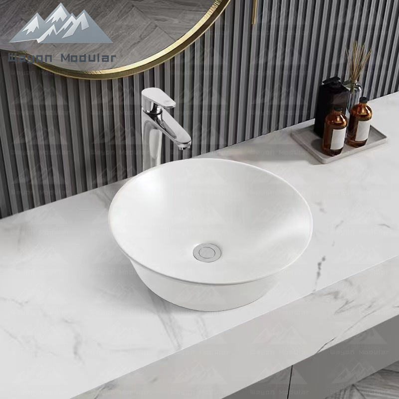 Wayon Modern Circular Ceramic Basin Luxury Bathroom Vessel Sink White ...