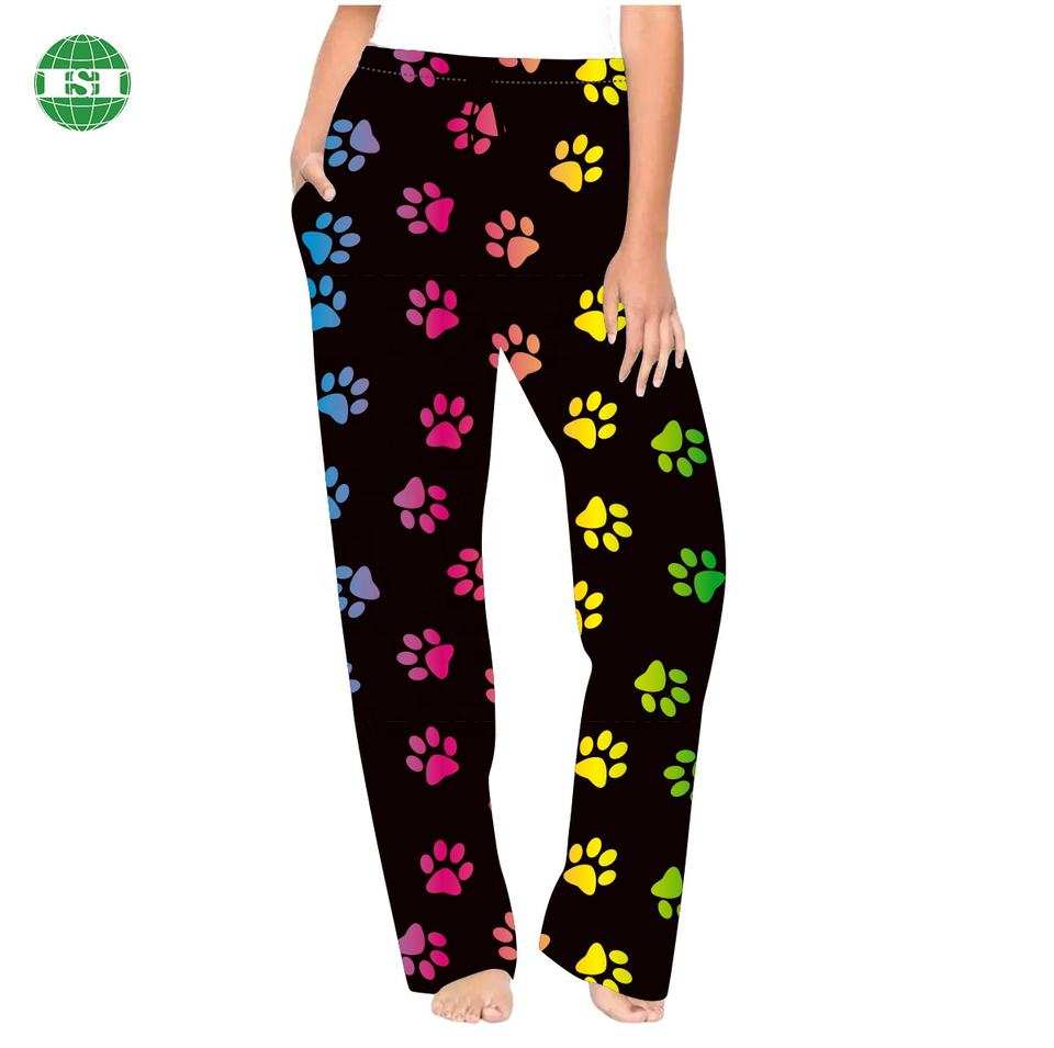 Colorful rainbow Paw Print Lounge Pants for Women Man Kids Family Match ...