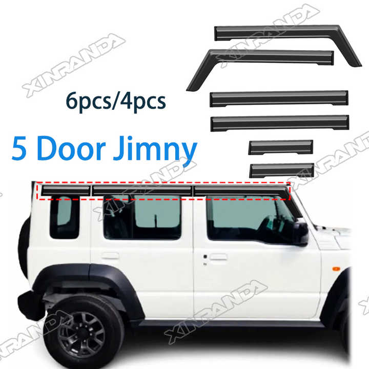 5 Door Jimny Window Visor Car Door Rain Guard and Vent Shades Sun Rain ...