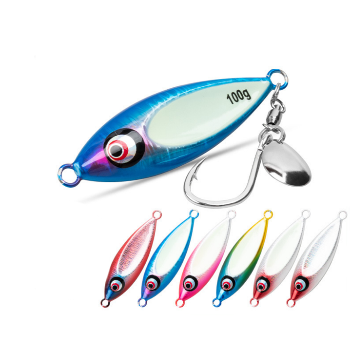 New OEM 80g 100g Slow Pitch Jigging Lures Shore Casting Fishing Jigging Lure Glow UV Slow Lead ...