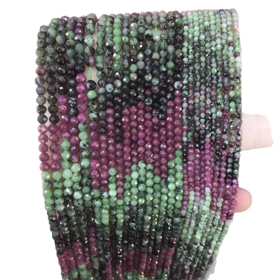 2/3/4mm Natural Stone Beads Faceted Round Shape Gradient Color Rainbow ...
