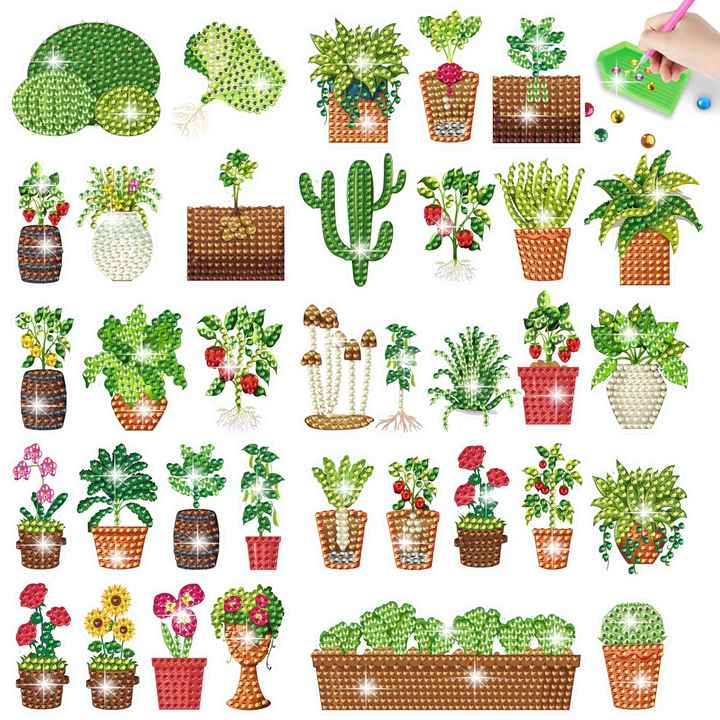 Hot Cactus Potted Plants DIY Stickers Wall Stickers Handmade Decals 5d ...