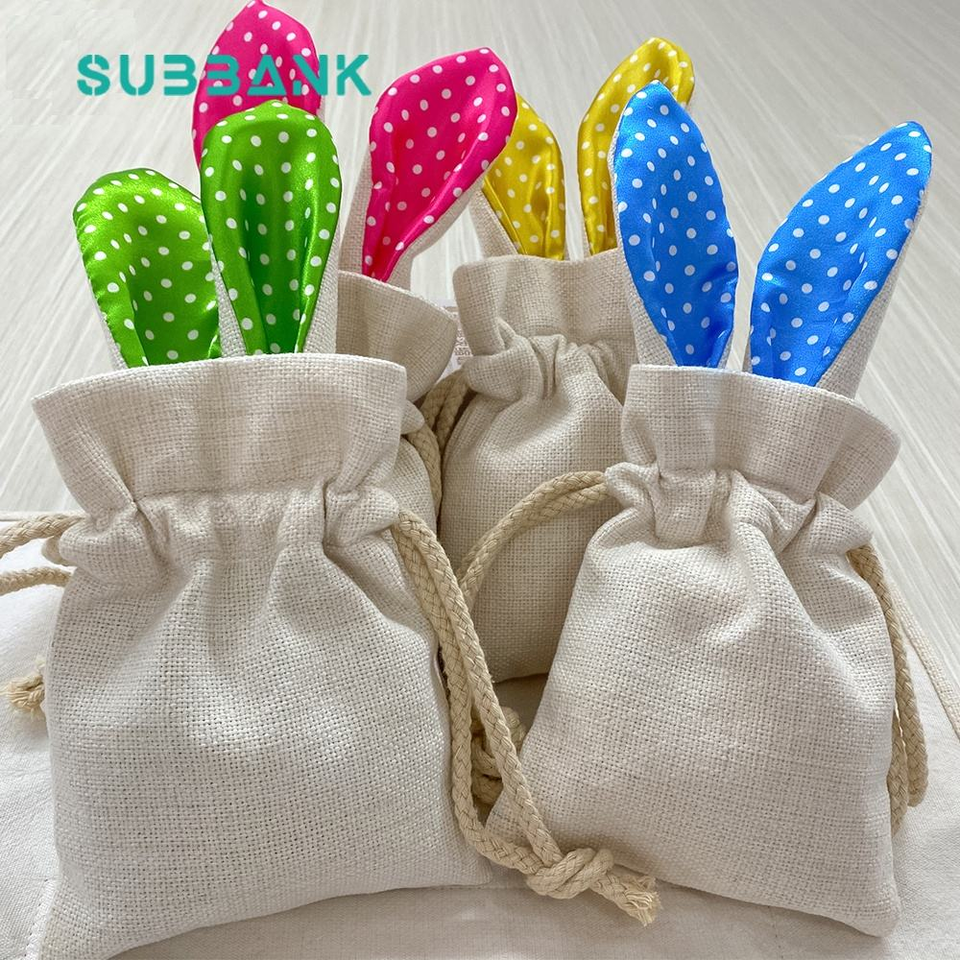 Subbank Wholesale Sublimation Easter Bunny Bag Linen Egg Basket Blank ...