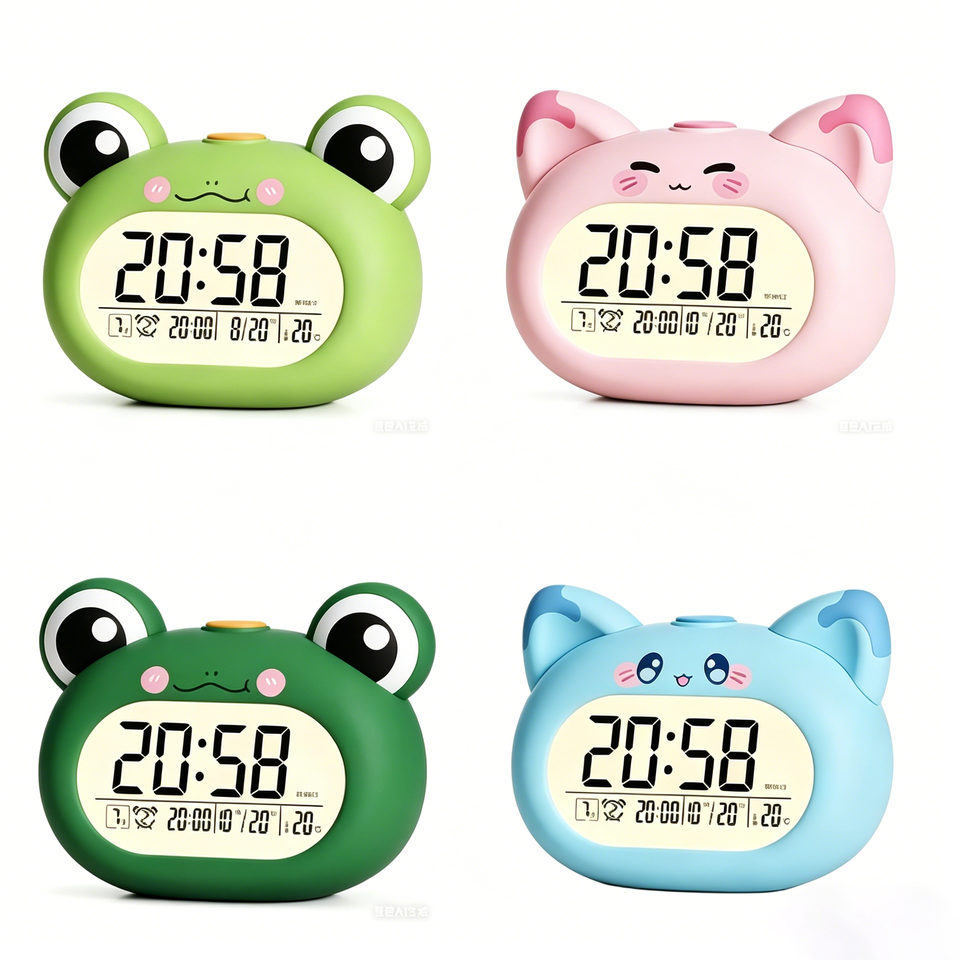 Plastic Cartoon Shape Table Alarm Clock With Minimalist Design Silent ...