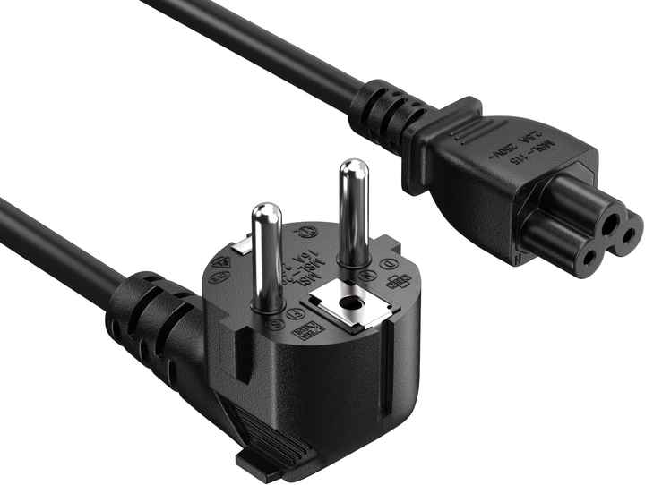 European Standard 3-pin Schuko Plug to IEC C5 AC Extension Cable 16a ...