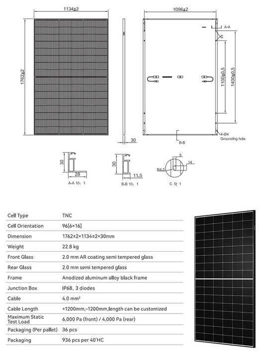 High Efficiency Black Frame Solar Cells Panel Dual Glass Mono ...