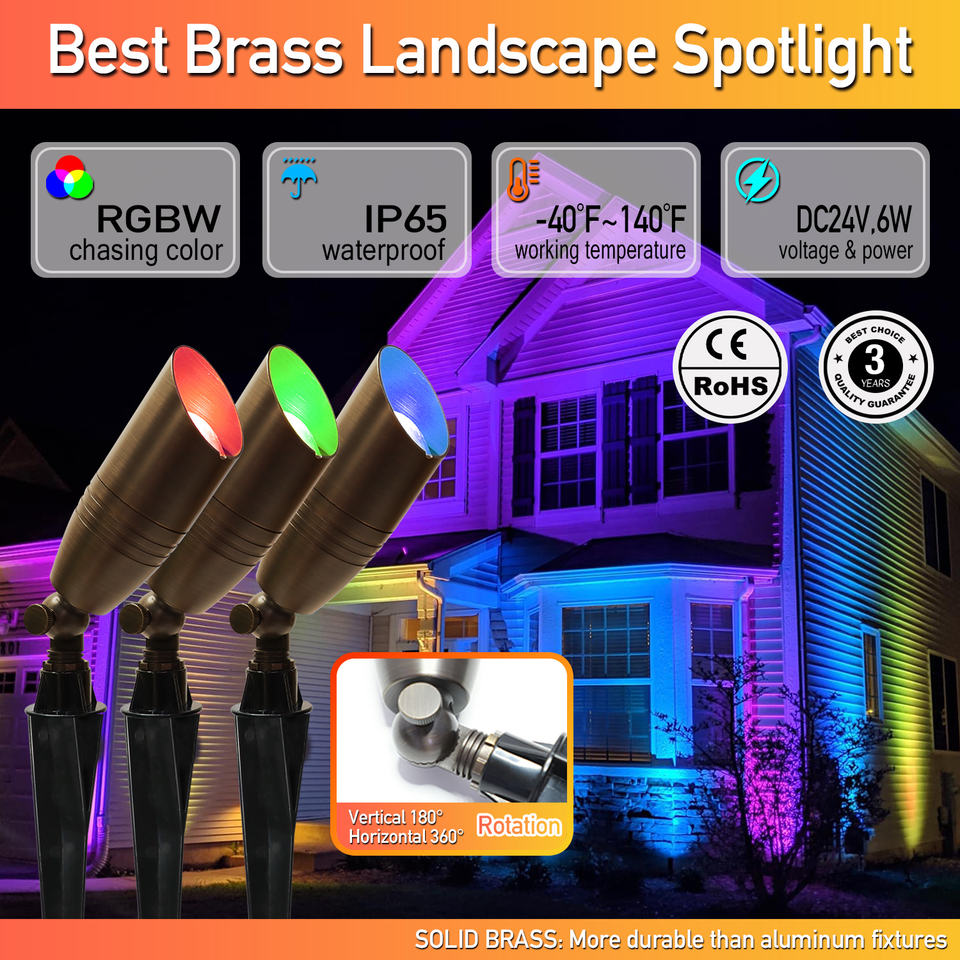 Landscape Full Brass Spot Light Outdoor Ip65 Rgbw Uplight