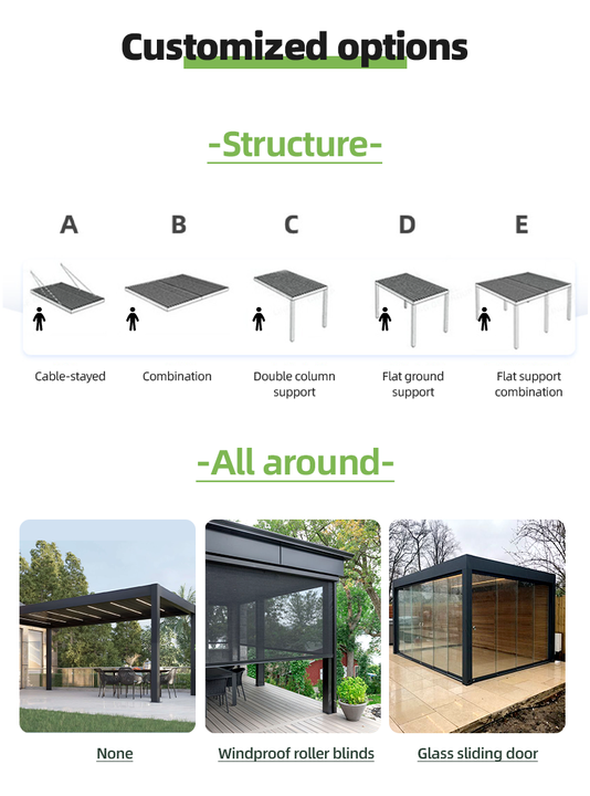 YEMY 10x10m Aluminium Gazebo Pergola Kit with Decorative Panels LED for Backyard Garden Terrace ...