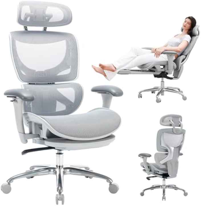 AJUNION Ergonomic Lift Style Mesh Office Chair with Footrest High Back ...