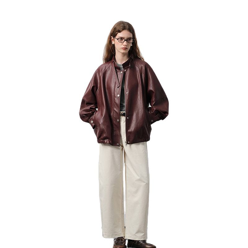 VEGA CHANG Autumn Collection Elegant Burgundy Black Matte Leather ...