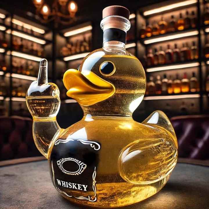 Funny Whiskey Decanter - 10 Oz Middle Finger Duck Bottle