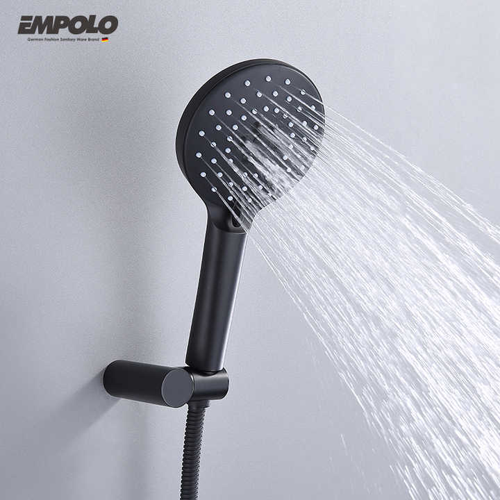 Empolo Luxury Modern Hotel Bathroom Brass Showers Wall Mounted Black ...