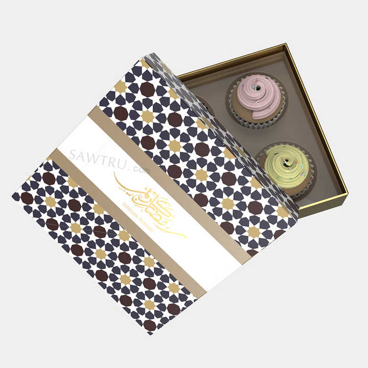 Eid Mubarak Festival Cake Candy Box Container 4 Hole Paper Gift ...