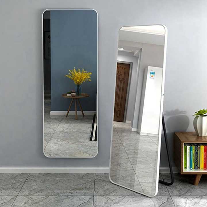 Stylish Full Body Glass Mirror with Metal Frame for Living Room