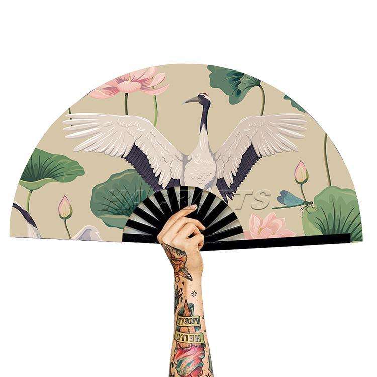13.3inch Chinese Large Bamboo Fan with Logo Promotional Nylon Taichi ...