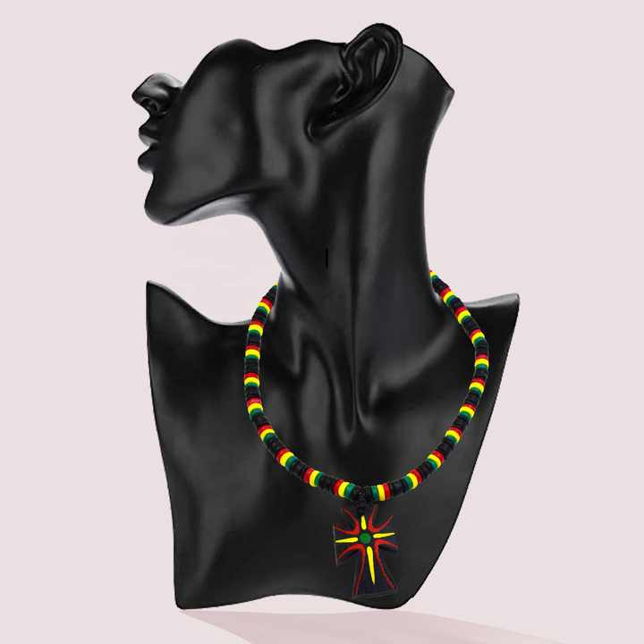 Jamaican Coconut Shell Necklace - Hip-Hop Rasta Style