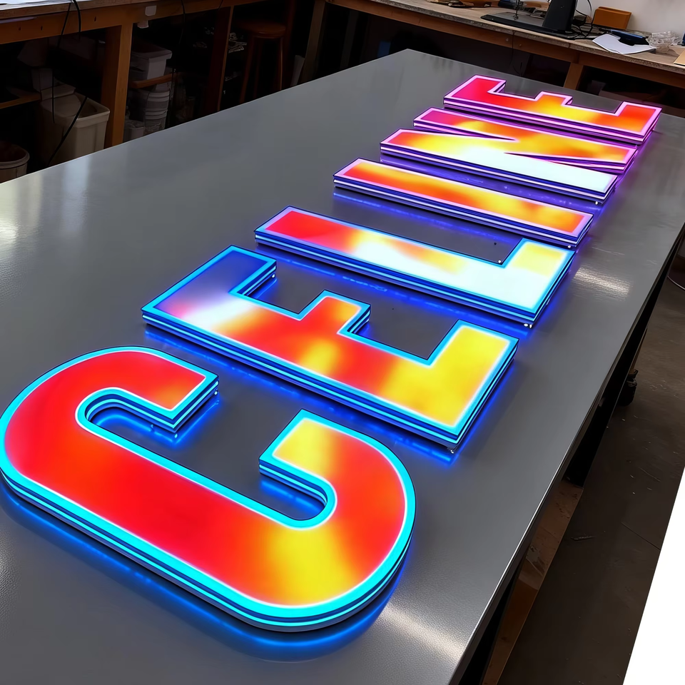 Custom Rgb Sign 3d Glowing Letters Sign Full Color Dynamic Colorful ...