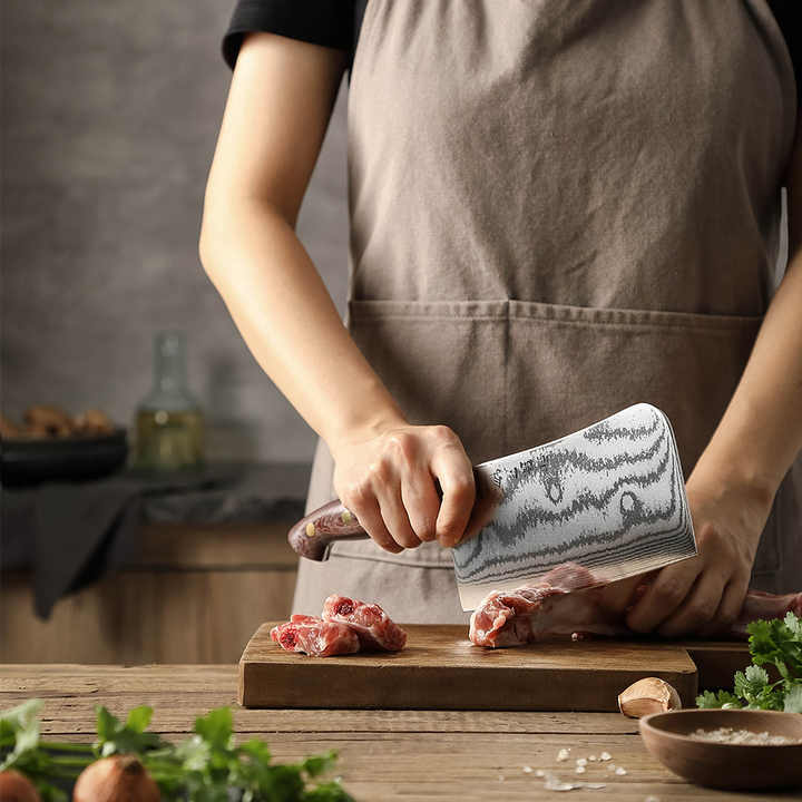 XINZUO Custom Damascus Steel Bone Chopper Knife Durable Kitchen ...