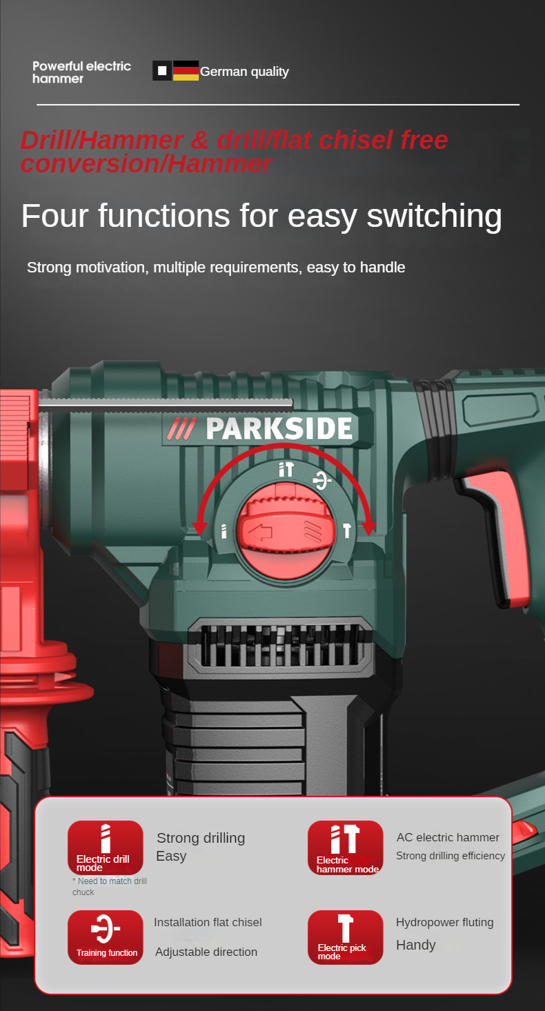 Parkside 1500W 32MM Concrete Electric Hammer Drill Rig Products from ...
