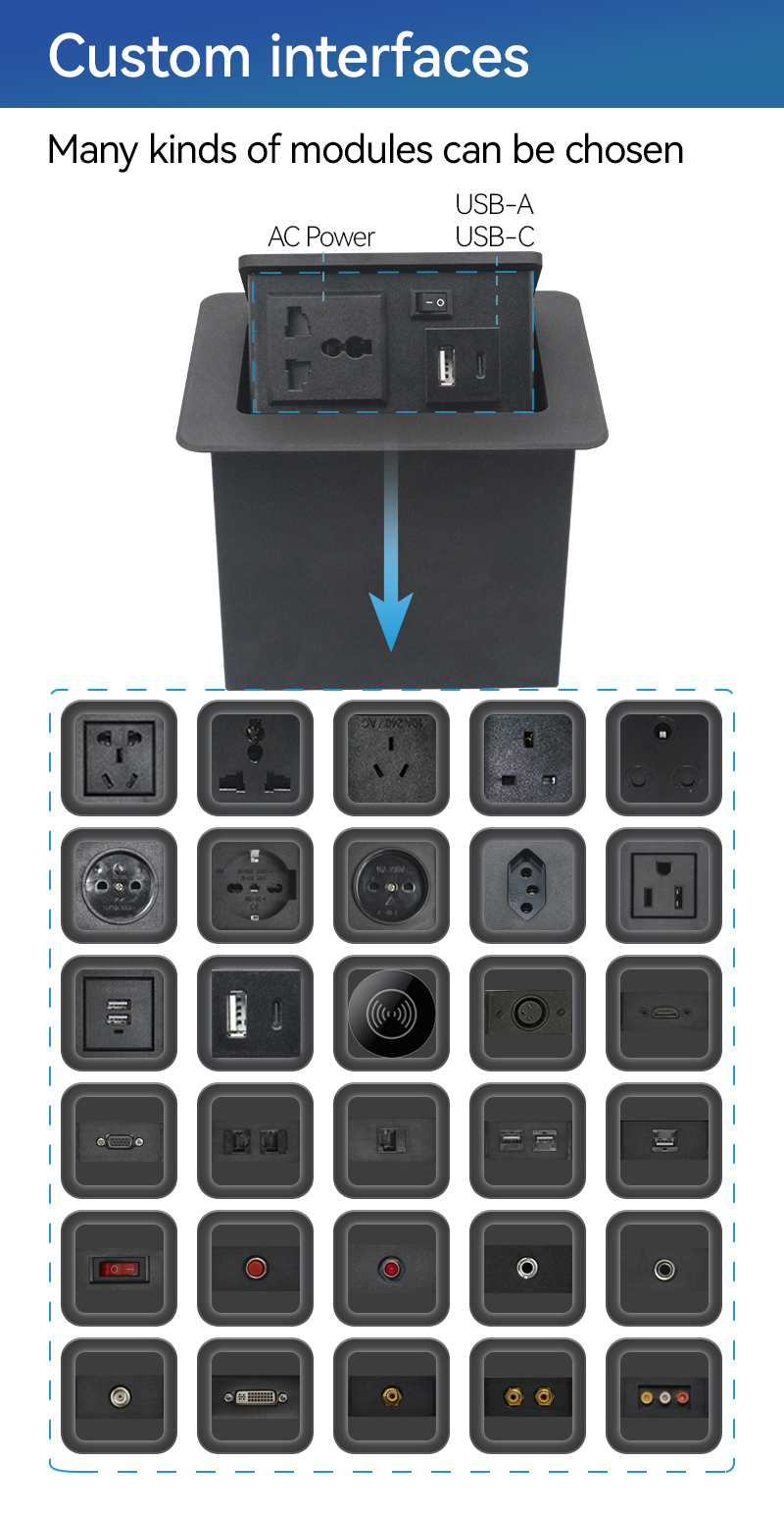 Universal Furniture Recessed Box Package Socket Set UK US AU Recessed ...