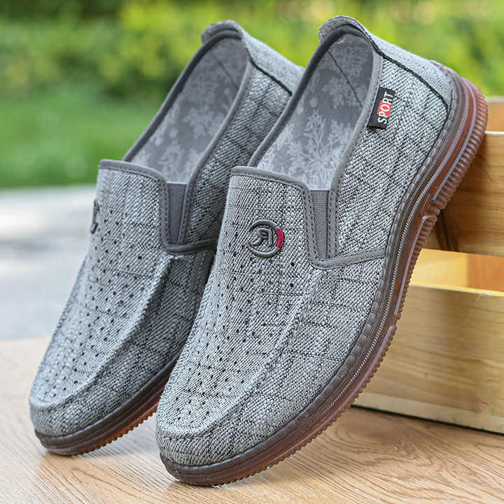 Durable TPR Sole Men's Denim Upper Canvas Shoes for Fitness