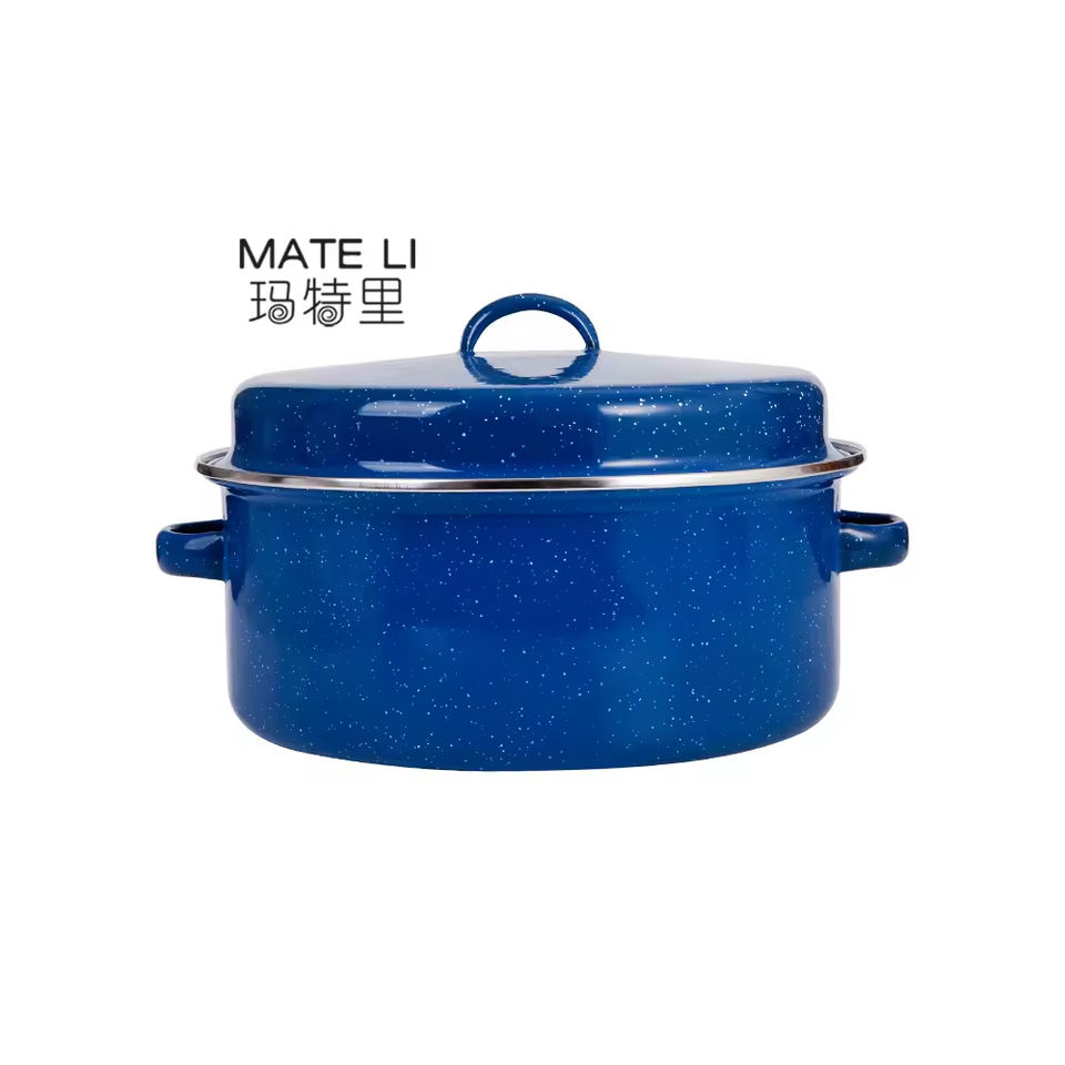Custom Blue Outdoor Kitchen Enamel Cookware Pot Camping Equipment ...
