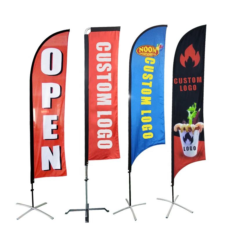 Promotional Usage Cafe Coffee Store Front Flag Feather Beach Flag With ...
