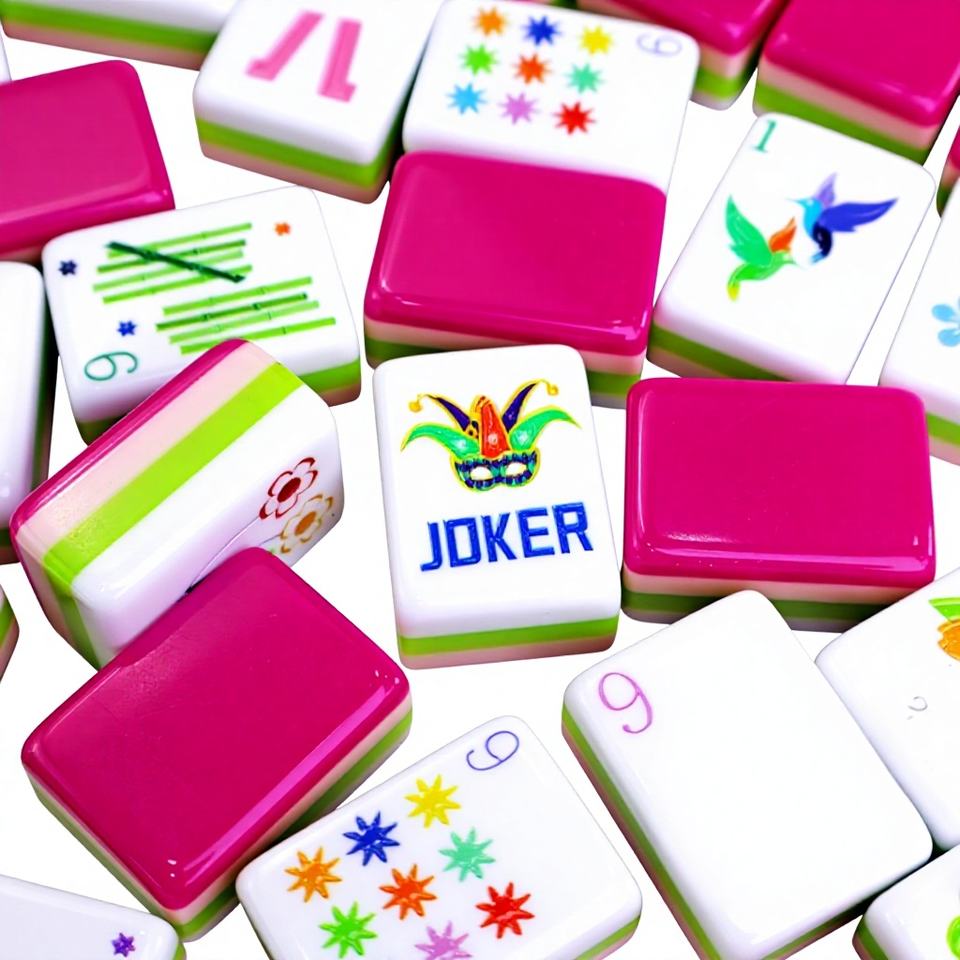 Rose-Red Acrylic Crystal Mahjong Tiles Luxury Hand-Crafted High-End ...